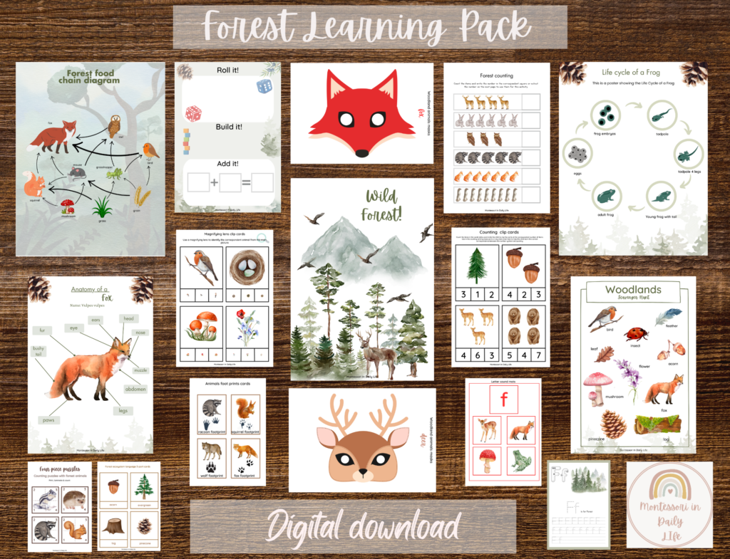 Forest Early Learning Pack + FREE Forest Coloring Book – Montessori in ...