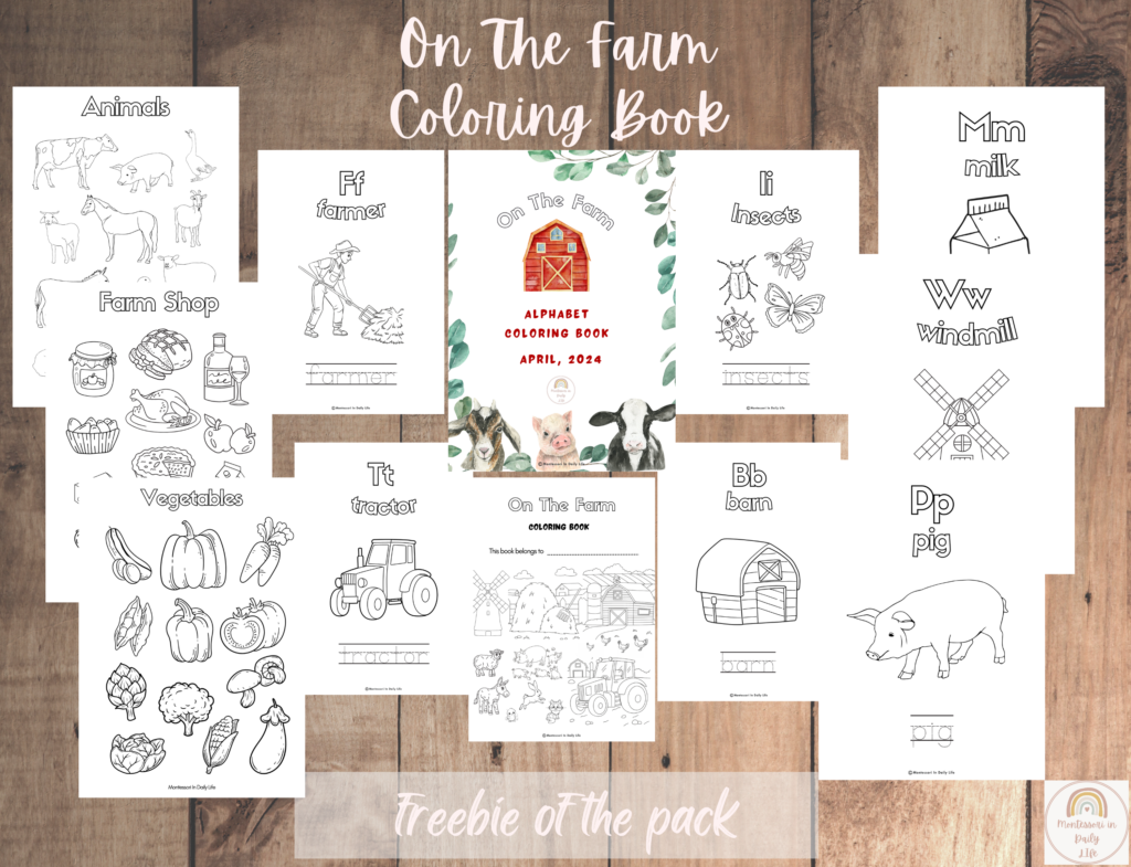 On the Farm – Montessori Learning Pack 3 – 6 yo, with 2 FREE coloring ...