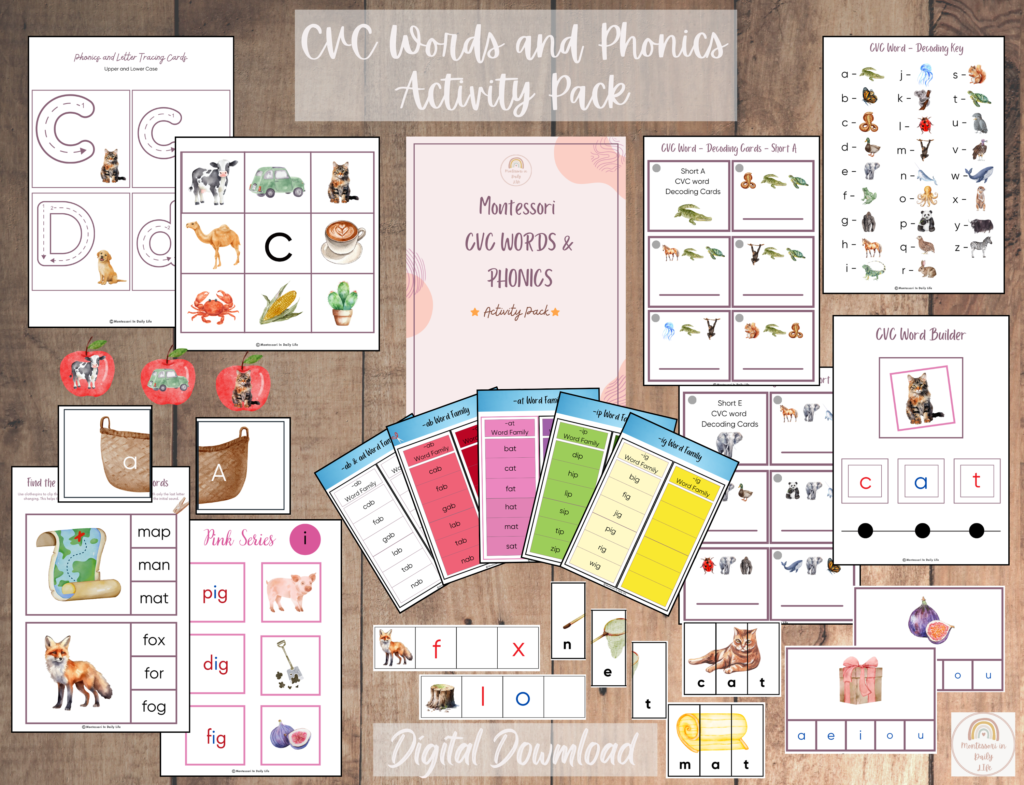 Montessori CVC Words and Phonics Activity Pack 3 – 6 years old ...